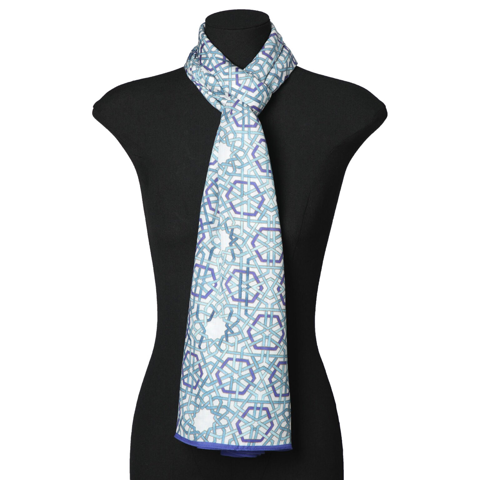 Blue and White Scarf inspired by Islamic Geometry